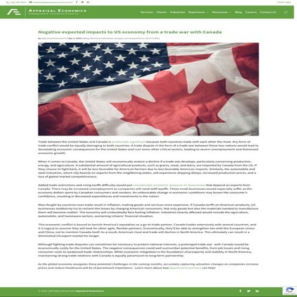 Negative expected impacts to US economy from a trade war with Canada ...