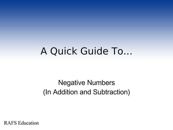 NEGATIVE NUMBERS | PDF