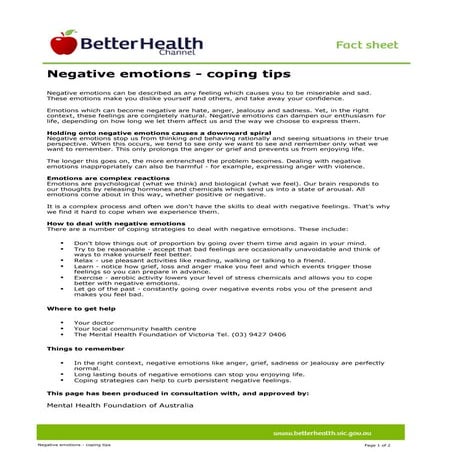 Negative emotions coping_tips | PDF