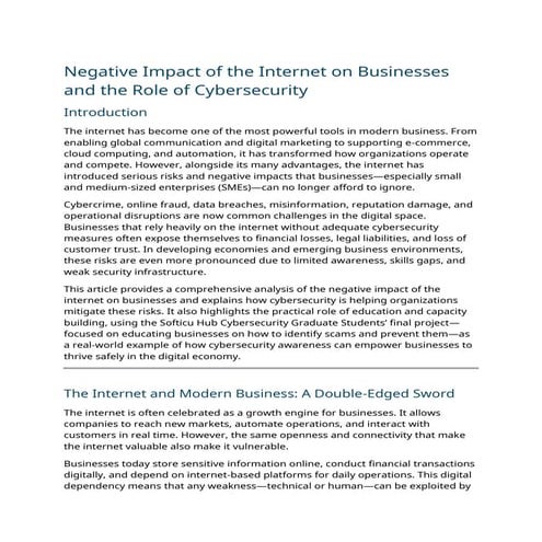 Negative Impact Of The Internet On Businesses | DOCX