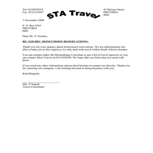 Negative Letter Of Response | DOC