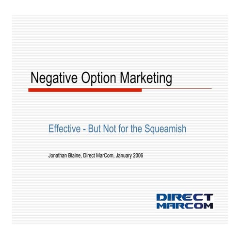 Negative Option Marketing Direct Mar Com | PDF