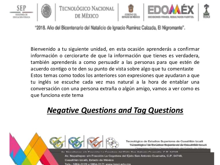 Negative Questions & Tag Questions