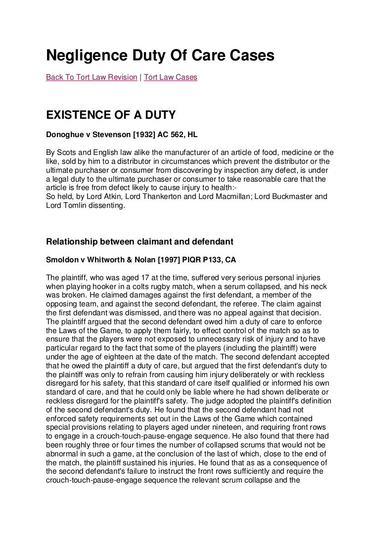 Negligence Duty Of Care Cases negligence-duty-of-care-cases