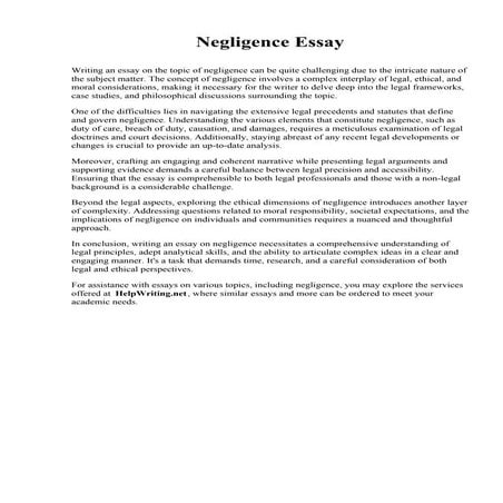 Negligence Essay.pdf | Homework and Study | Education