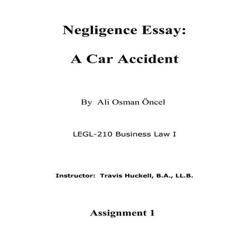 Negligence Essay: A Car Accident | DOC