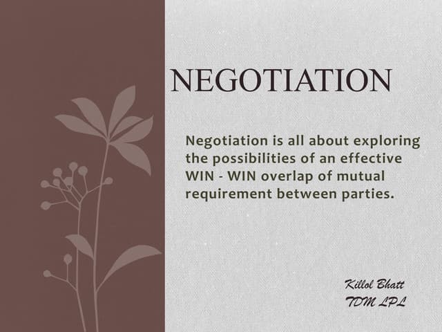 Negotiation with the suppliers | PPT | Business | Business and Finance