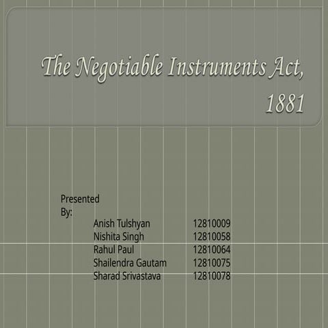 Negotiable-instrument of classs room notes presented in collge for the ...