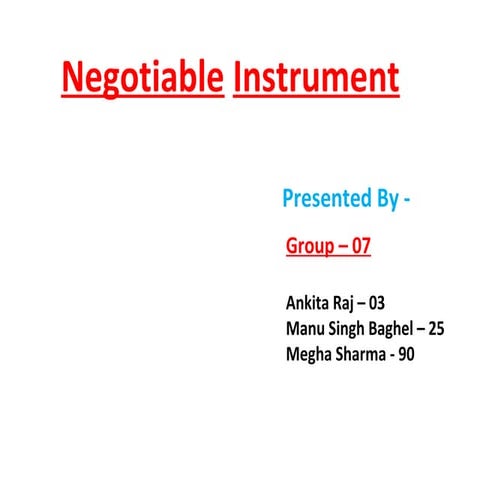 Negotiable instrument | PPT