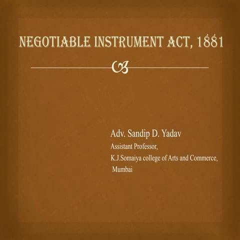 Negotiable Instrument Act, 1881 | PDF
