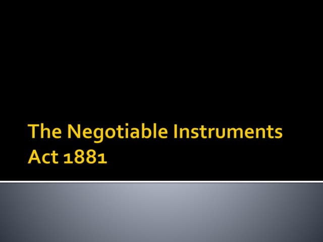 Negotiable instruments | PPT