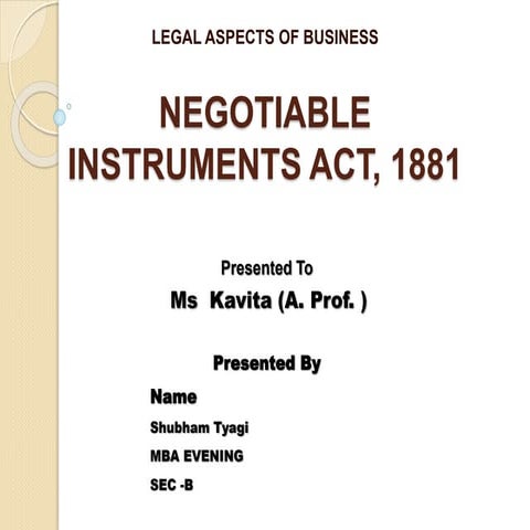 Negotiable instruments act, 1881 | PPTX
