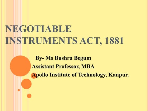 Negotiable instruments Act | PPT