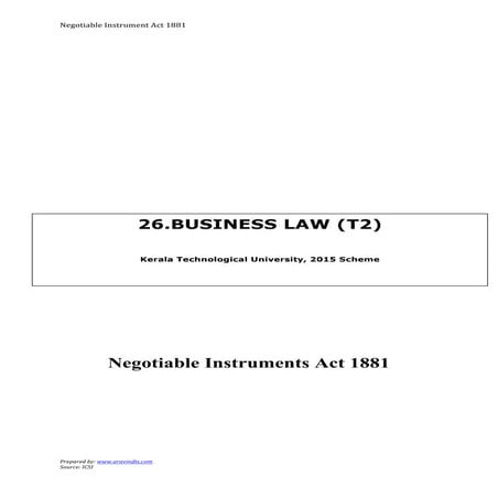 Negotiable instruments act 1881 | PDF