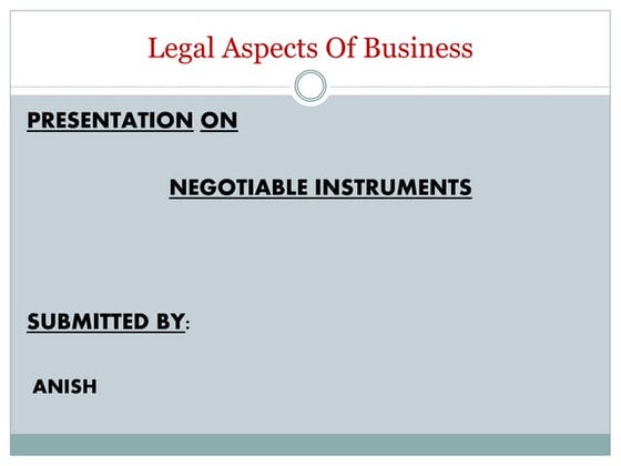 Negotiable instrumentes summry notes UGC NET | PDF
