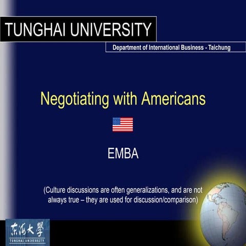 Negotiating with Americans [SAV Lecture] | PPTX
