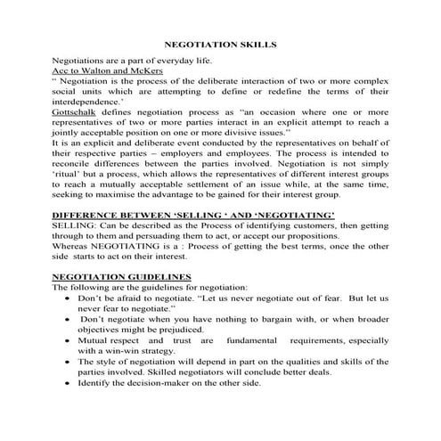 Negotiation Skills | PPTX