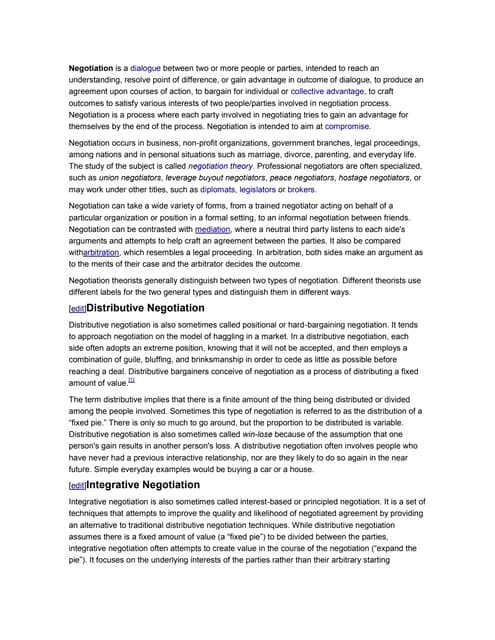 Negotiation in business communication(2) | DOC