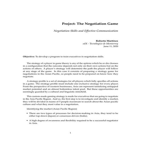 The Negotiation Game | PDF