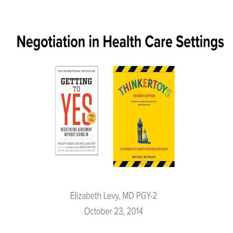 Negotiation in Health Care Settings | PDF