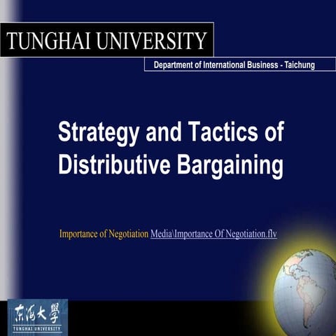 Strategy and Tactics of Distrtibutive Negotiation [Sav Lecture] | PPTX
