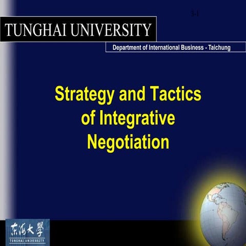 Strategy and Tactics of Integrative Negotiation[Sav Lecture] | PPTX
