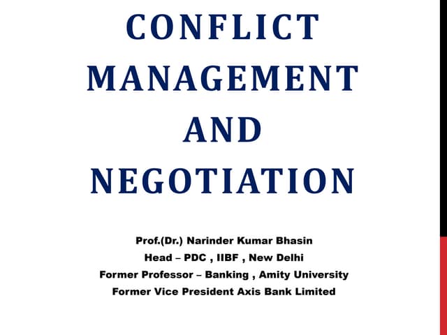 Conflict management & Negotiation | PPTX | War and Conflicts