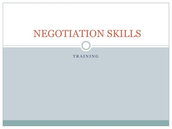 Negotiation skill ppt | PPT