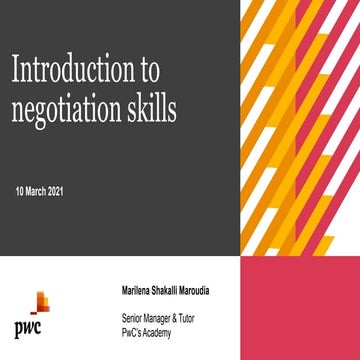PwC Lecture: ‘Introduction to Negotiation Skills’ | PDF