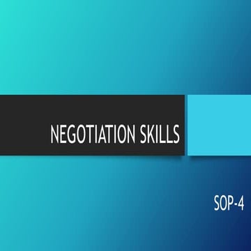 Negotiation skills sop4 | PPTX