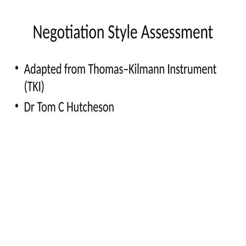 Negotiation Style Assessment Presentation | PPTX