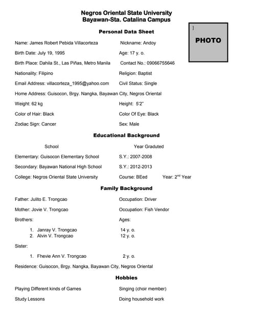 Bio data Form Philippines (copyrighted) | PDF | Careers