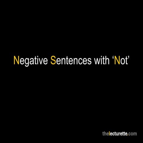 Negative Sentences with 'Not' | PPT
