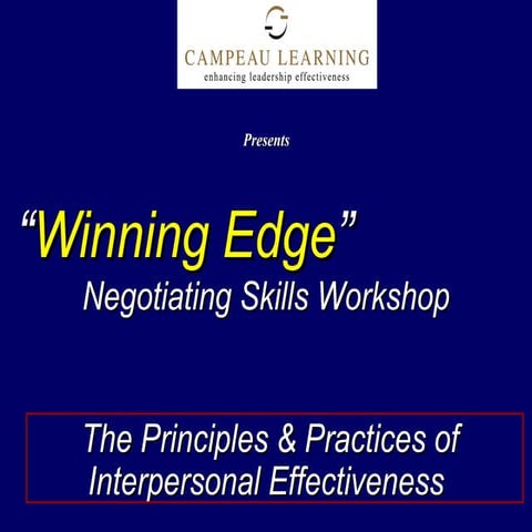Winning Edge - Negotiation Skills Presentation Slides | PPT | Events