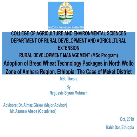 Adoption of Bread wheat technology packages: A case of Meket District ...