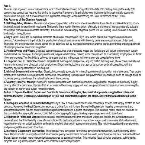 The classical approach to macroeconomics, which dominated economic ...