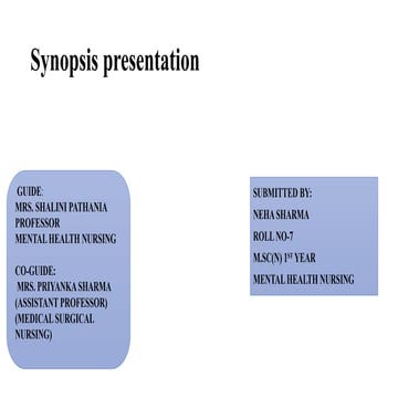 Presentation on synopsis for problem statement and objective | PPT