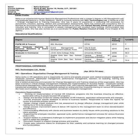 Neha resume july 2015 | DOC