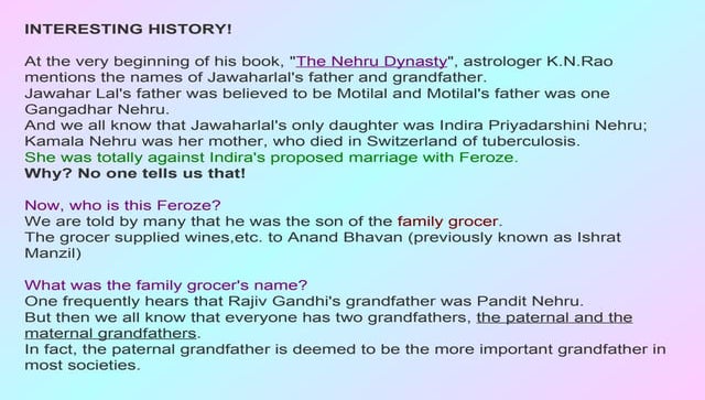 Jawaharlal Nehru Family Tree