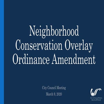 Neighborhood Conservation Overlay | PPTX