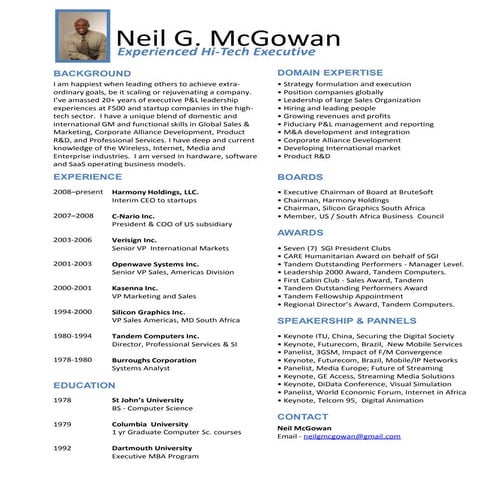 Neil 1 Page Cv | PPTX