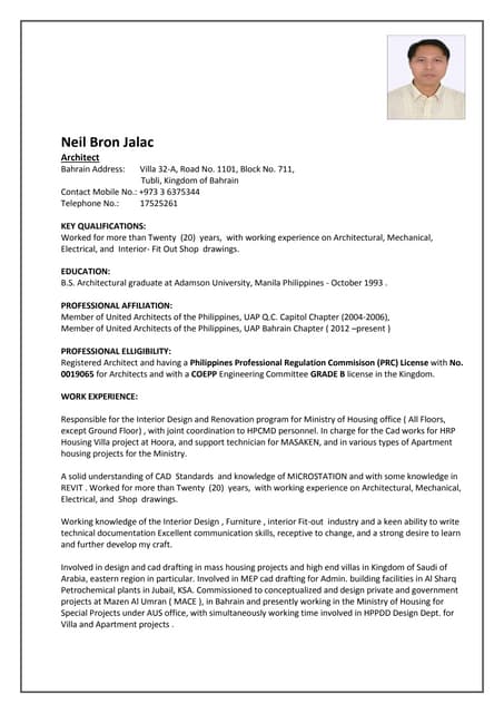 Felix jr g framil cv sr archl engr last ae | PDF