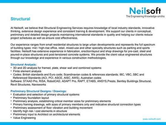 Neilsoft Rebar Detailing Services Ppt