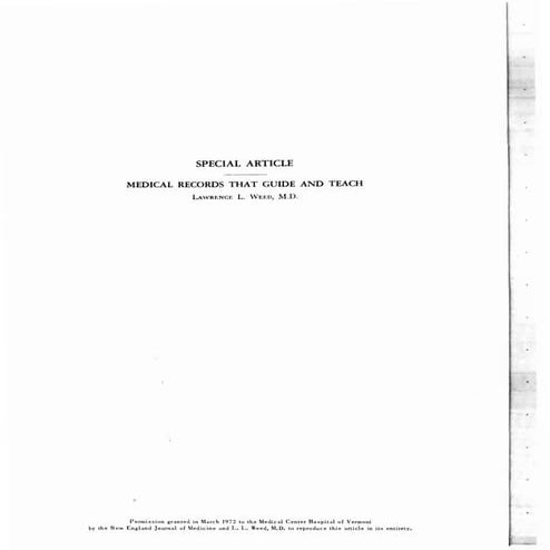 Nejm medical record that guide and teach. Lawrence Weed, 1968. | PDF