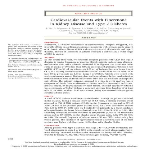 Finerenone's Impact on Chronic Kidney Disease and Cardiovascular ...