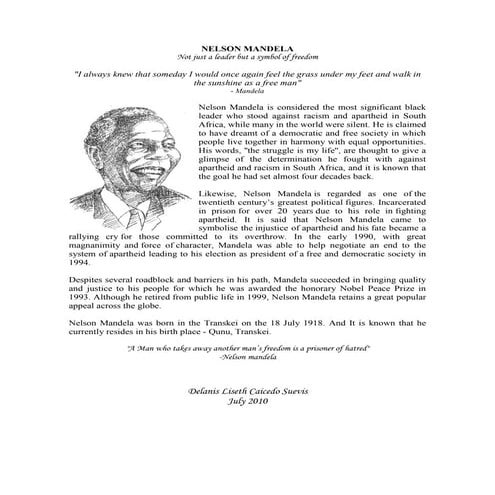 Nelson Mandela Biography | DOCX