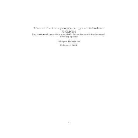 Introductory manual for the open source potential solver: NEMOH | PDF