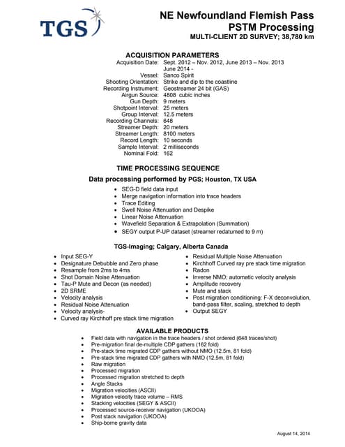 TGS Arcis- Labrador Sea 2D | PDF