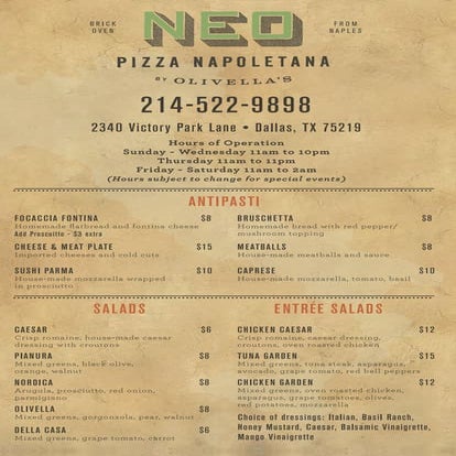 Neo Pizza Catering Menu | PDF