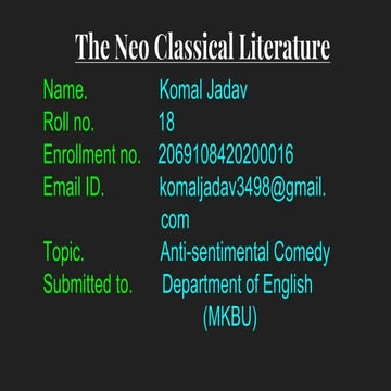 Paper no 2 Neo - Classical Literature | PPT